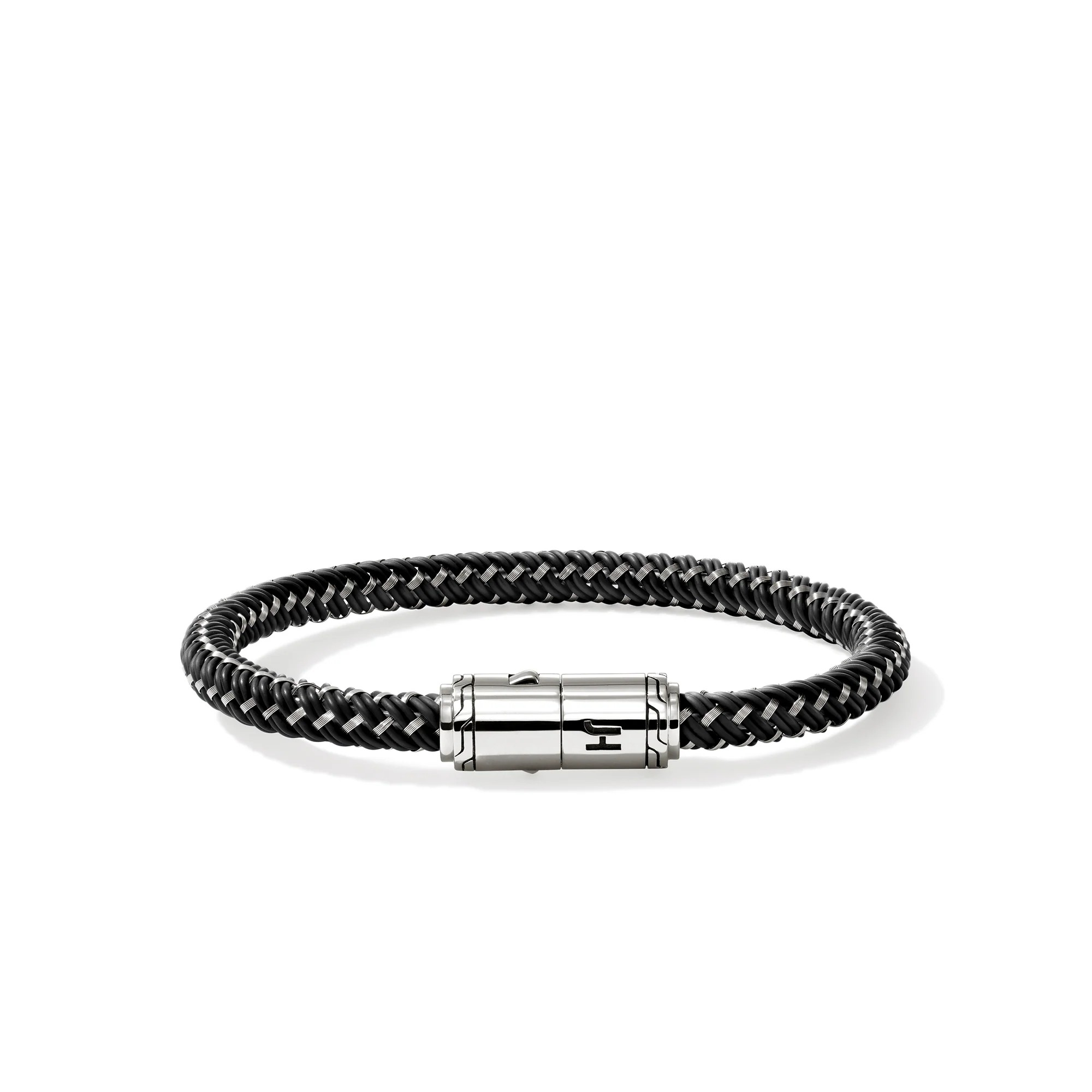 Sterling Silver & Black Rubber Cord Bracelet – JBHudson